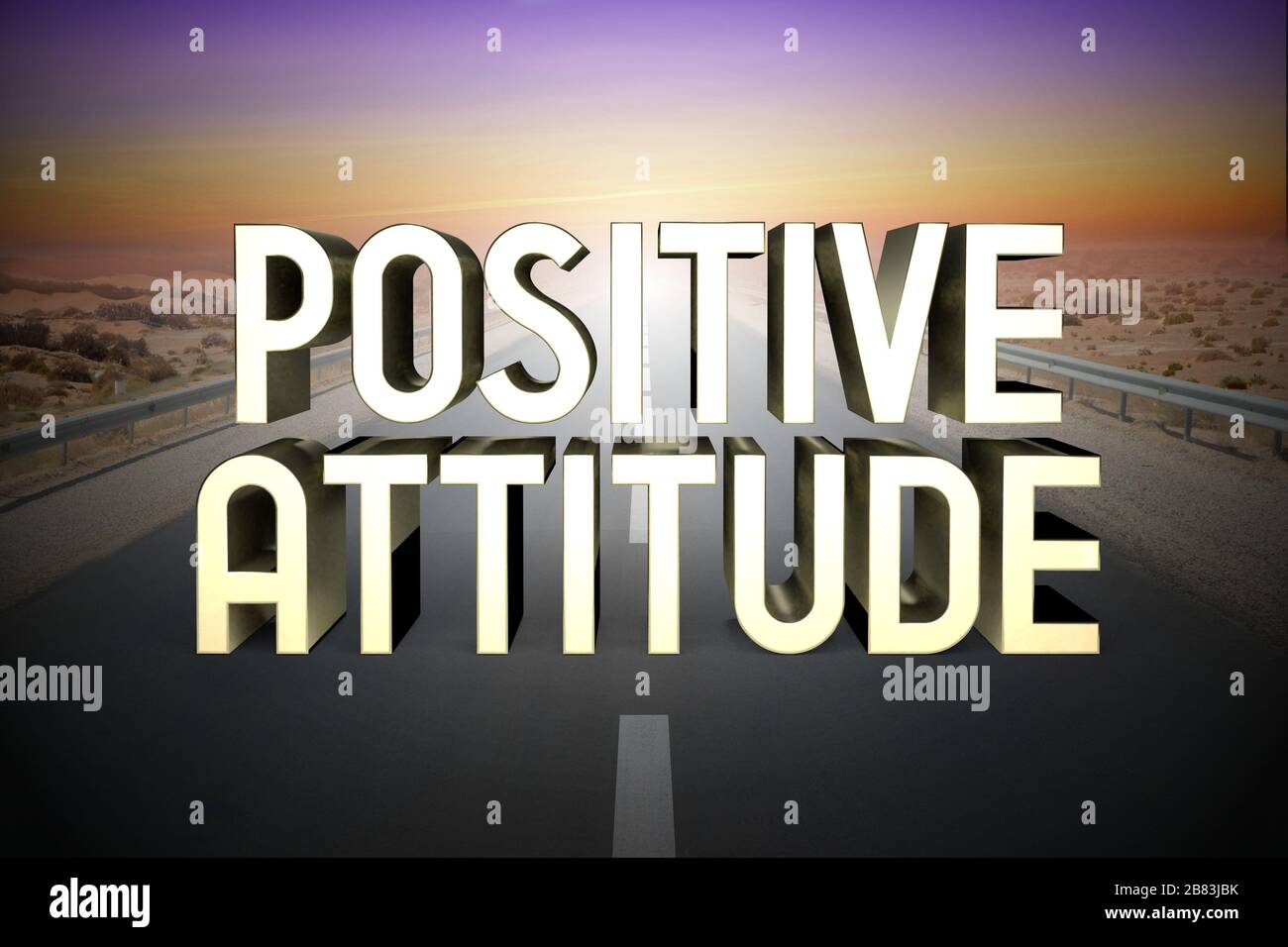 Positive attitude concept, road - 3D rendering Stock Photo - Alamy