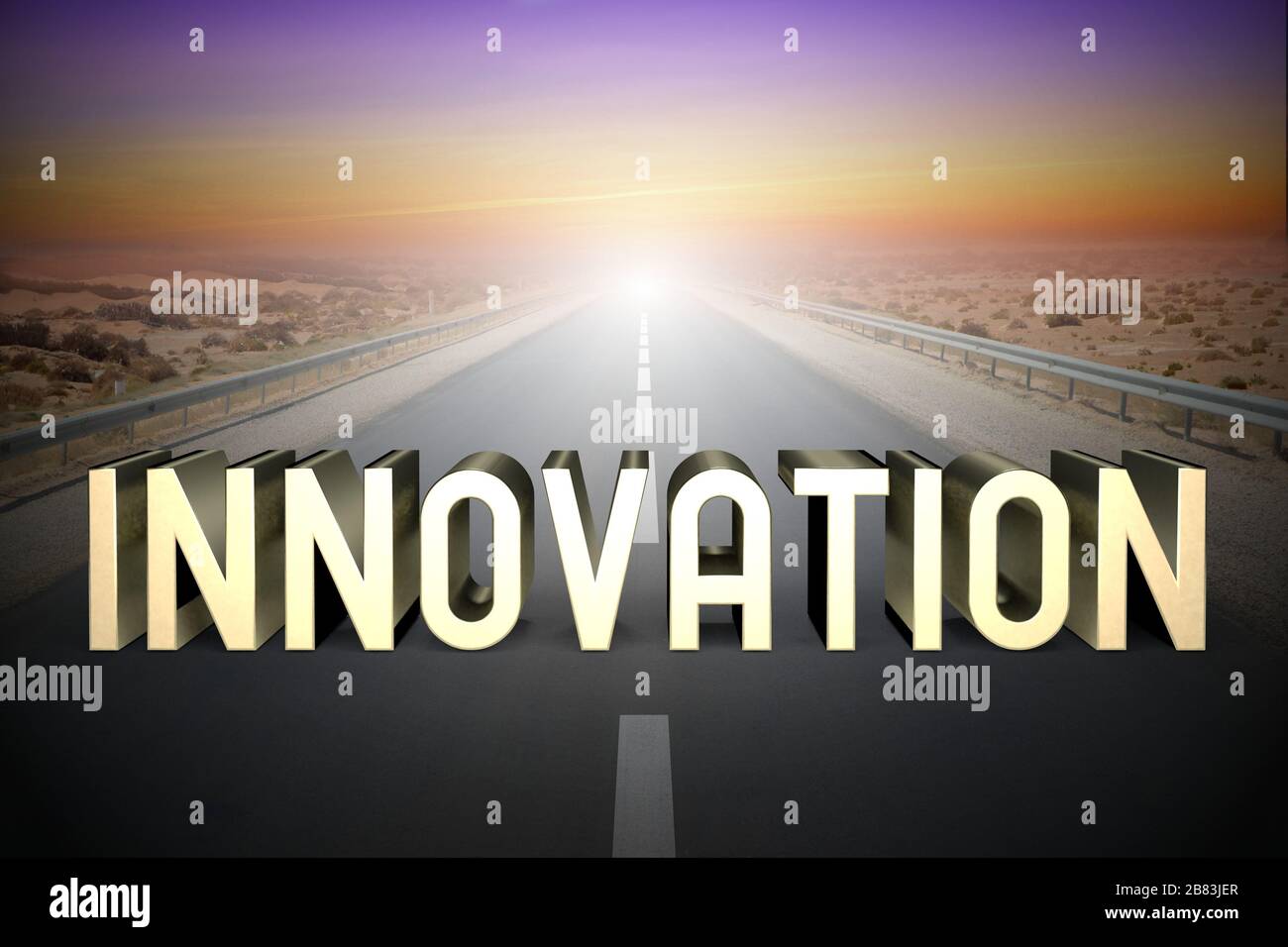 Innovation concept, road - 3D rendering Stock Photo - Alamy