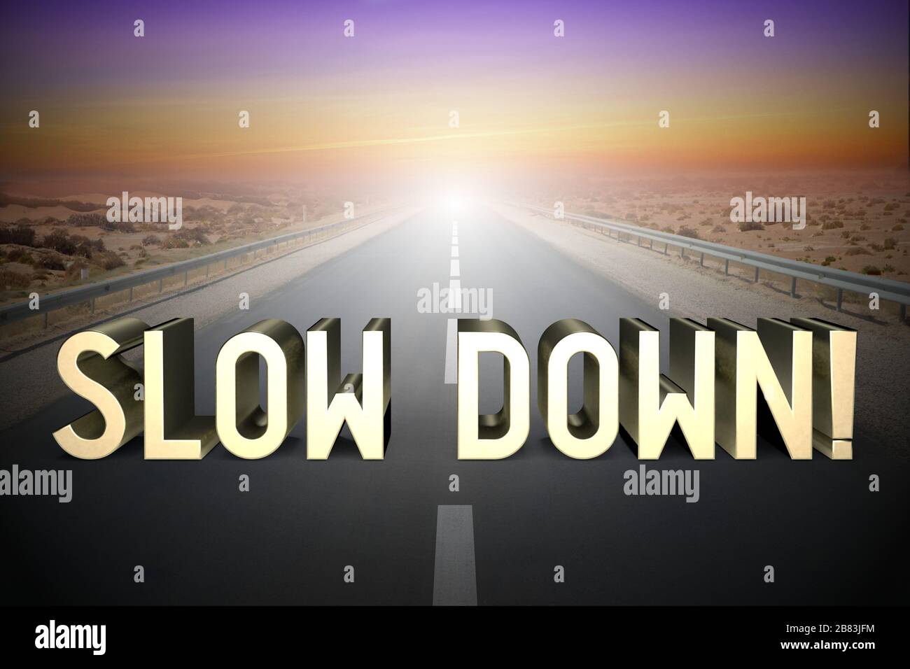 Slow down concept, road - 3D rendering Stock Photo - Alamy