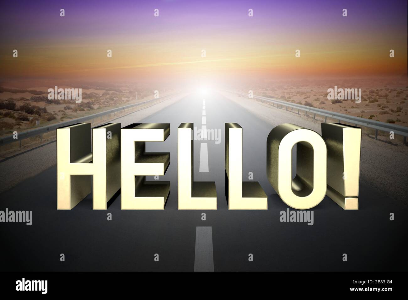 Hello concept, road - 3D rendering Stock Photo - Alamy