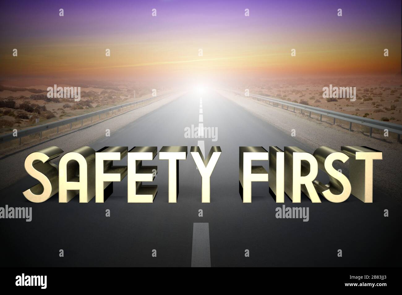 Safety first concept, road - 3D rendering Stock Photo - Alamy