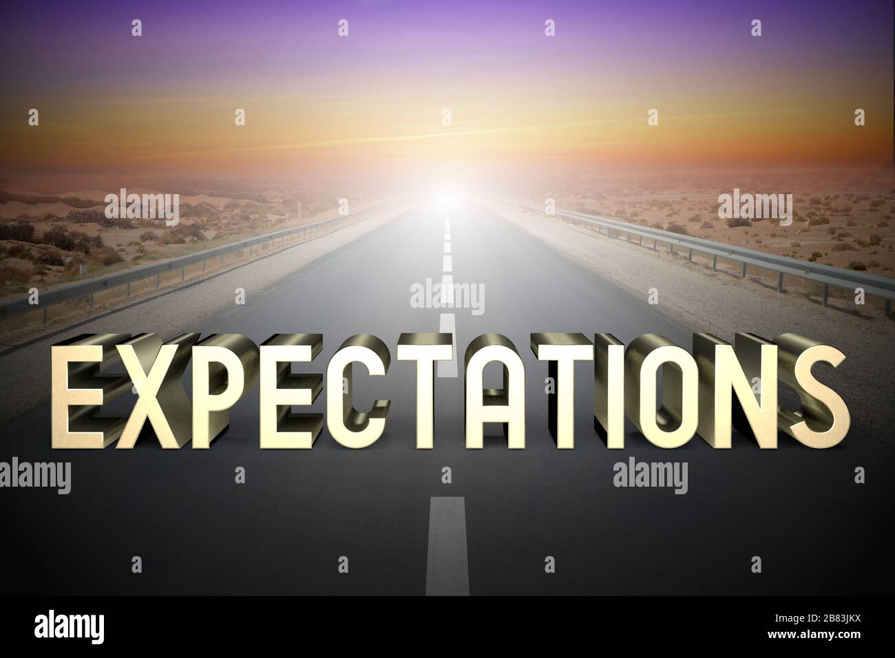 Expectations concept, road - 3D rendering Stock Photo - Alamy