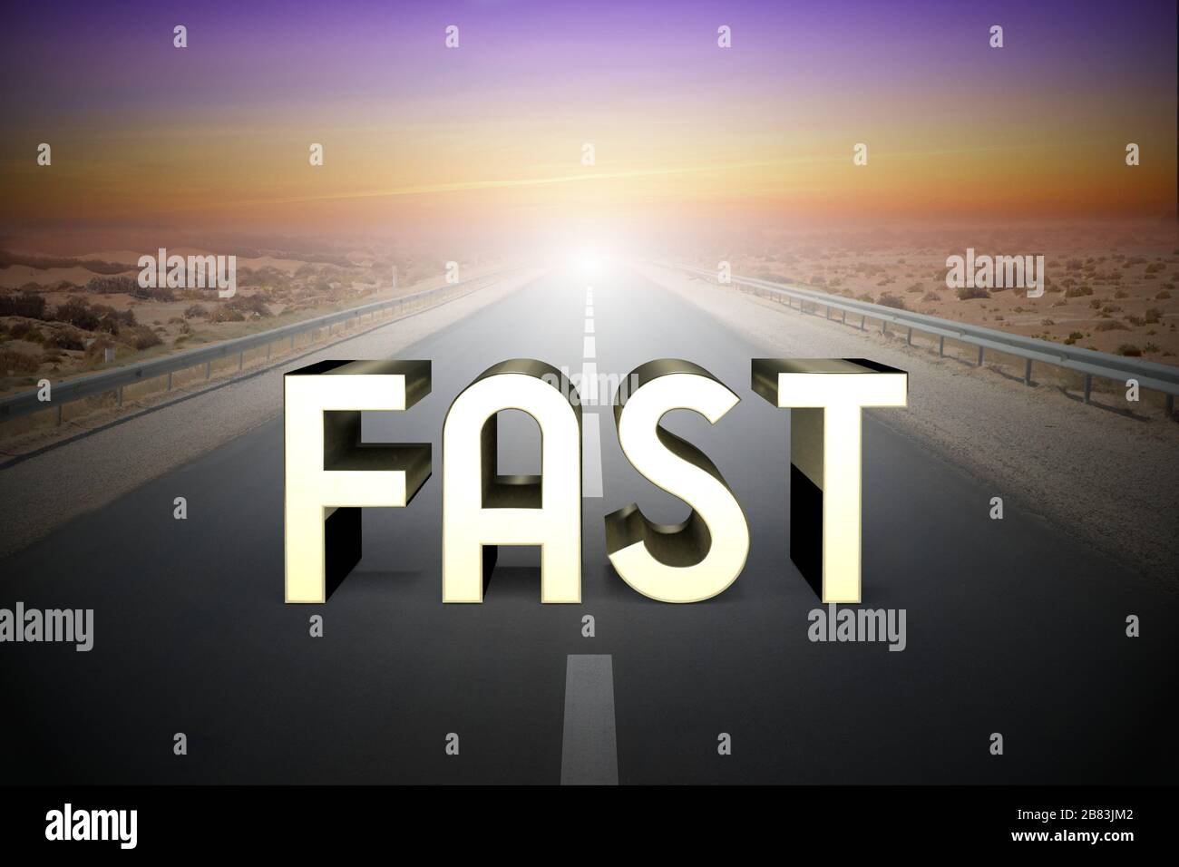 Fast concept, road - 3D rendering Stock Photo - Alamy