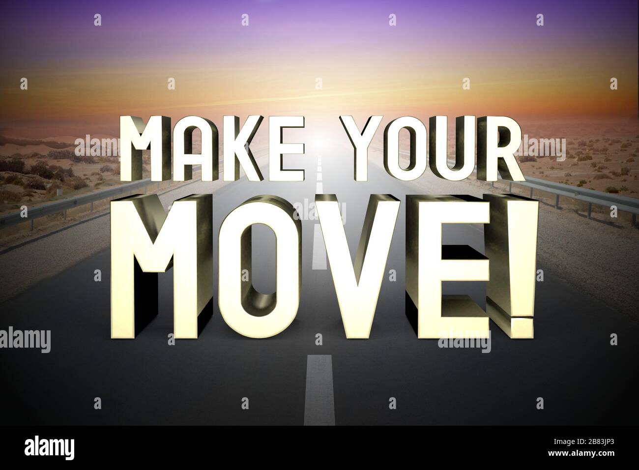 Make your move concept, road - 3D rendering Stock Photo - Alamy