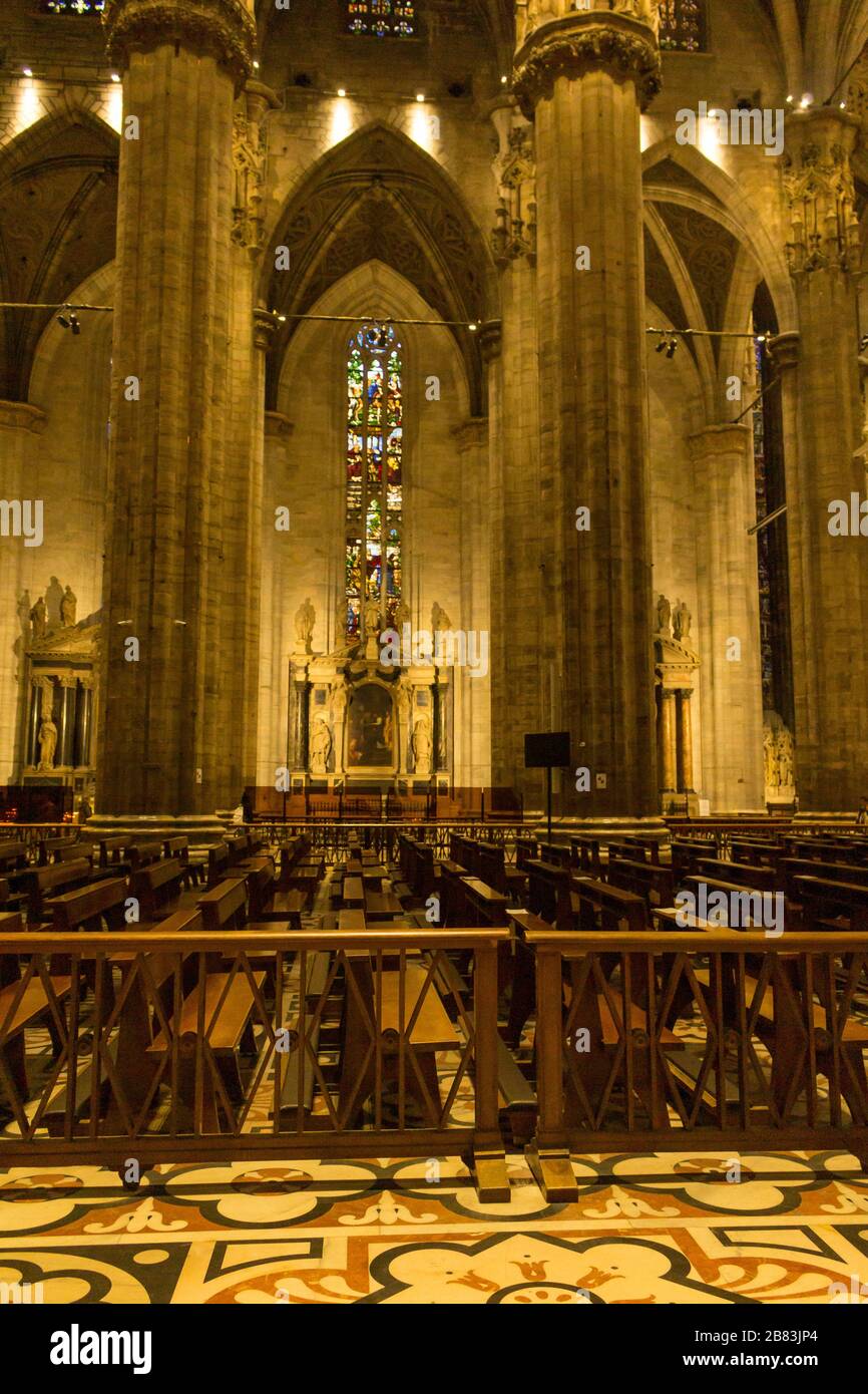 Interior of the Milan Cathedral (Duomo di Milano). Milan Duomo is the ...