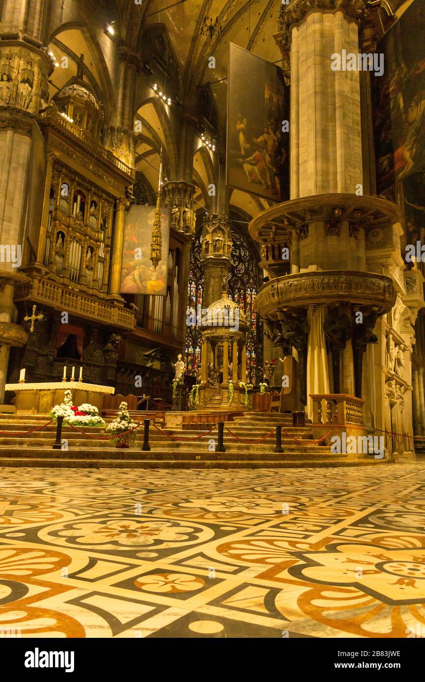 Interior of the Milan Cathedral (Duomo di Milano). Milan Duomo is the ...