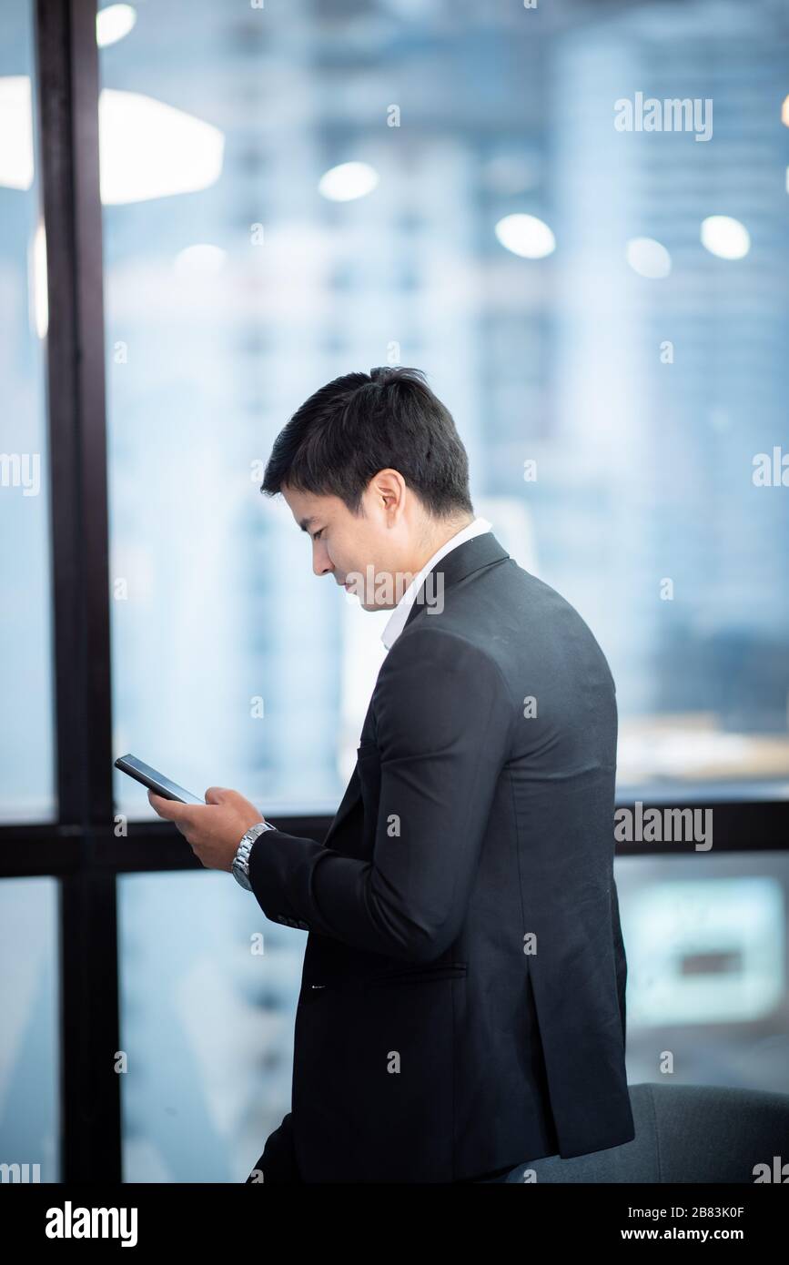 smart businessman in black suit, business success concept Stock Photo ...