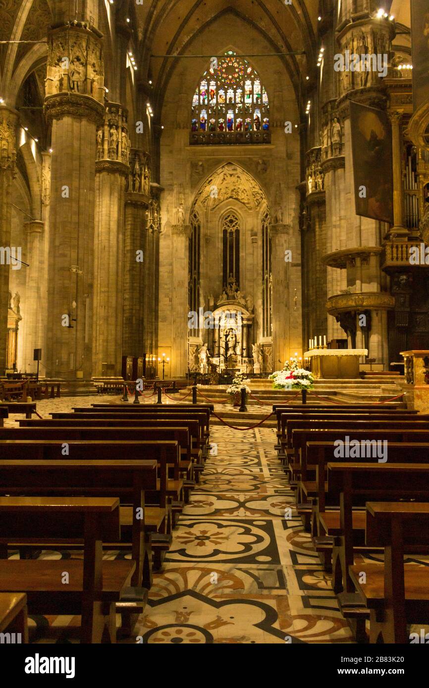 Interior of the Milan Cathedral (Duomo di Milano). Milan Duomo is the ...