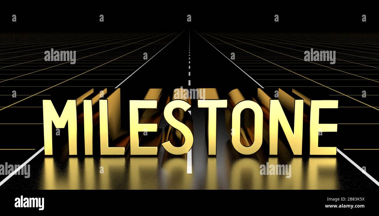 Milestone concept, road - 3D rendering Stock Photo - Alamy
