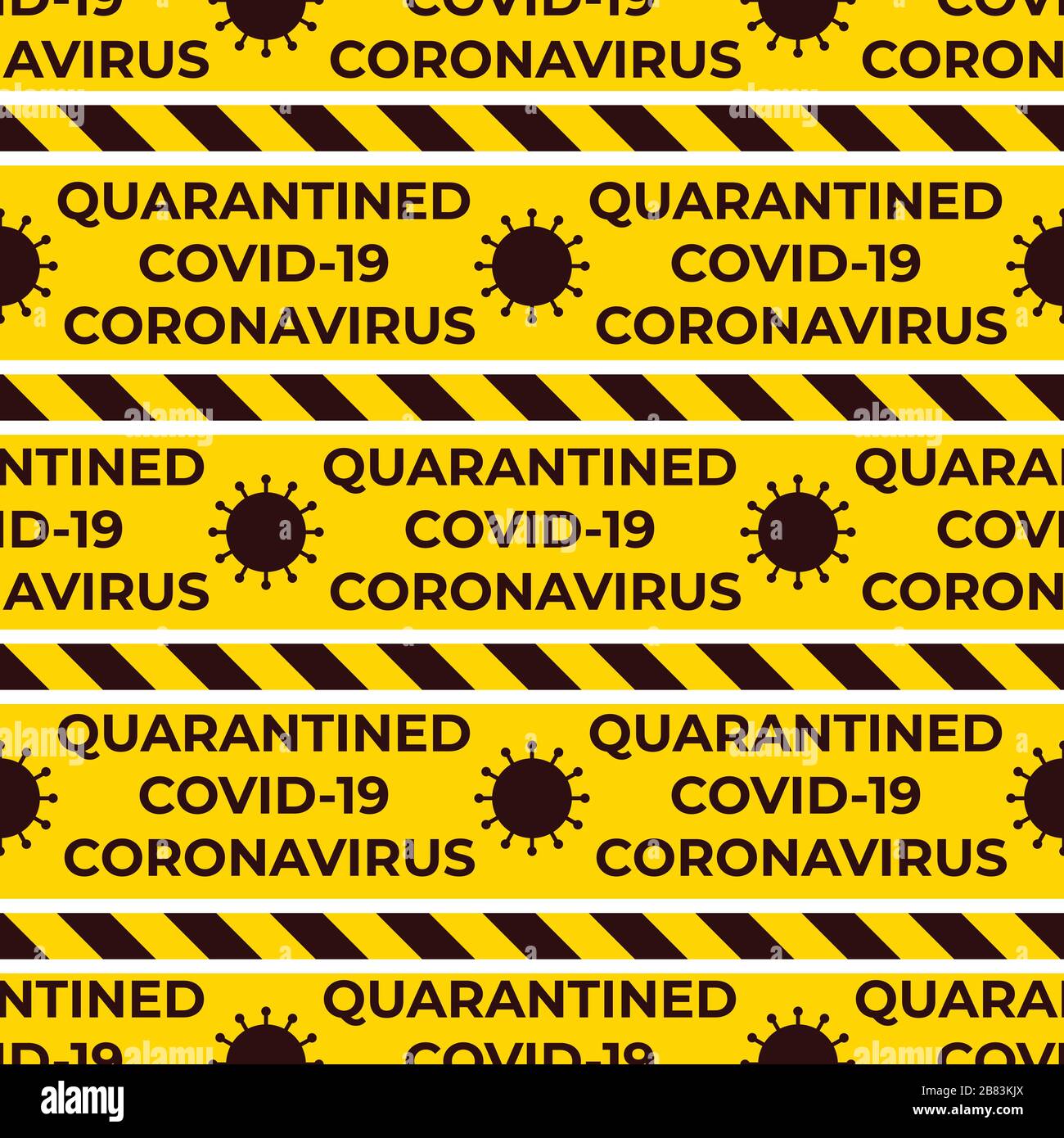 Quarantined Coronavirus Covid-19 Seamless pattern with striped ribbons ...