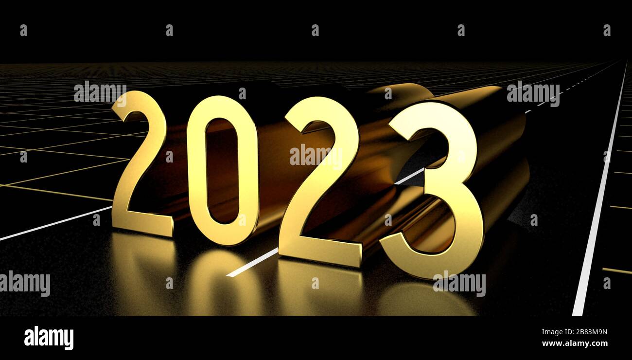2023 concept, road - 3D rendering Stock Photo - Alamy