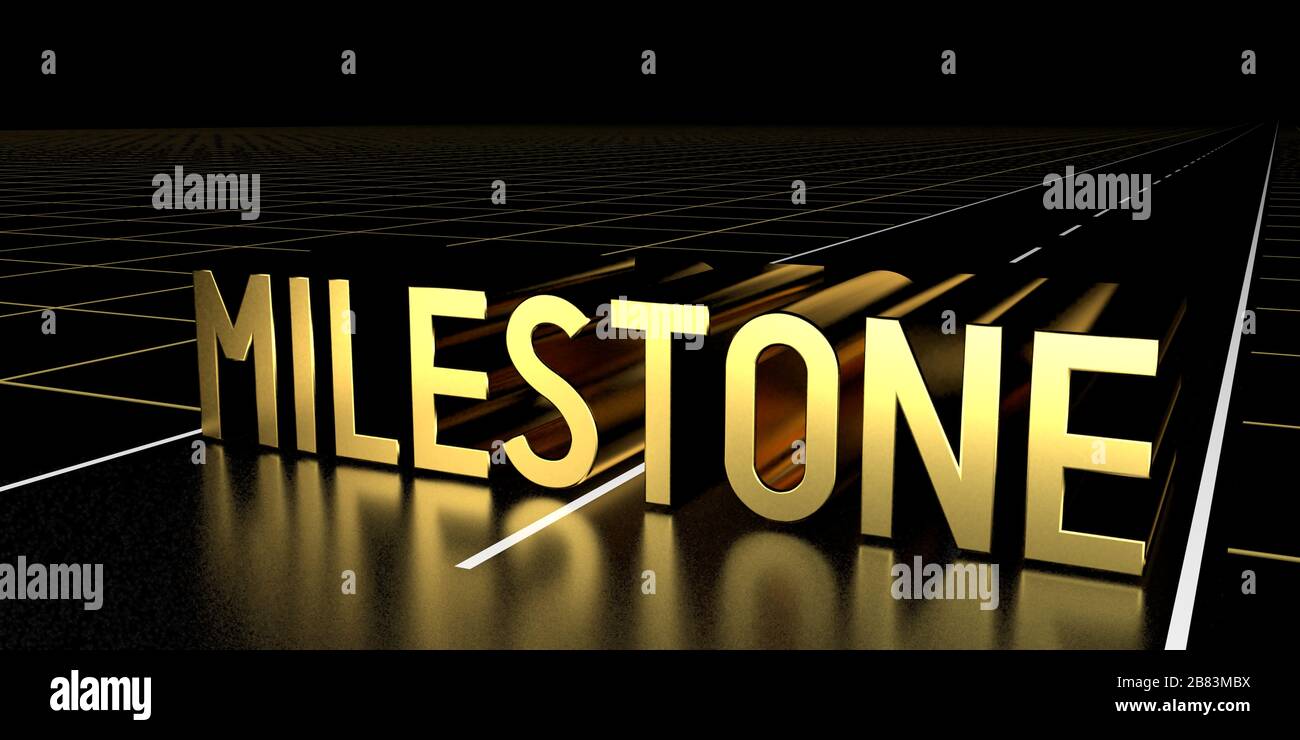 Milestone concept, road - 3D rendering Stock Photo - Alamy