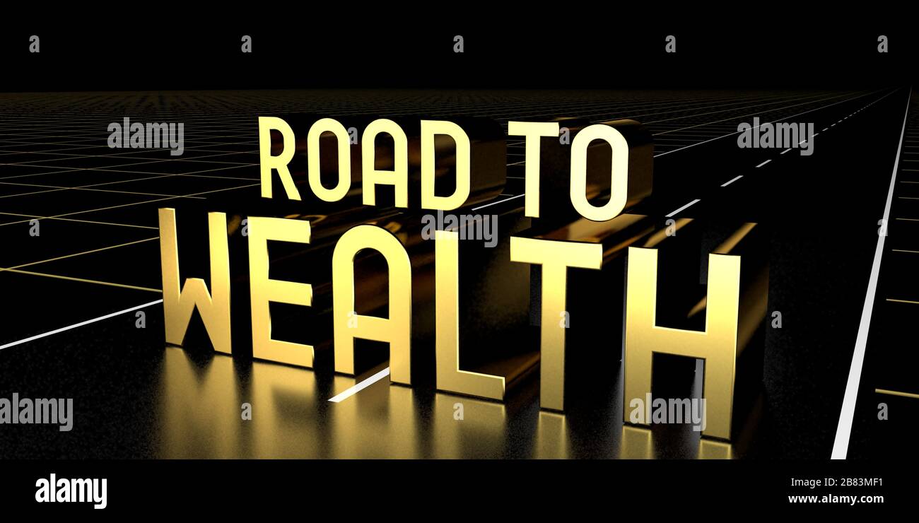 Road to wealth concept, road - 3D rendering Stock Photo - Alamy