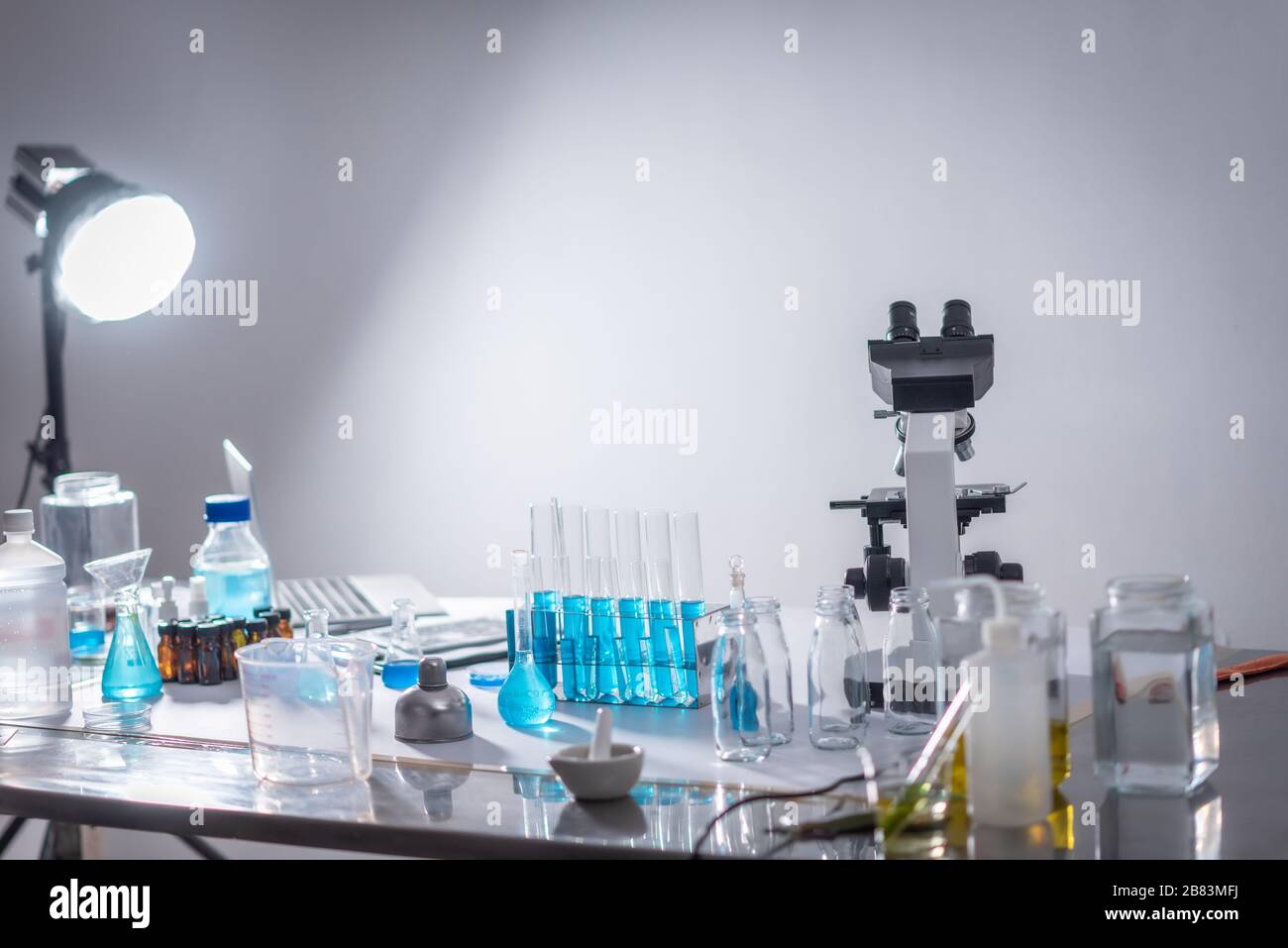 Science equipment in chemical laboratories Scientific experimentation ...