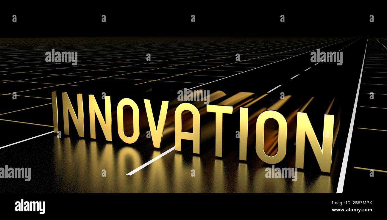 Innovation concept, road - 3D rendering Stock Photo - Alamy