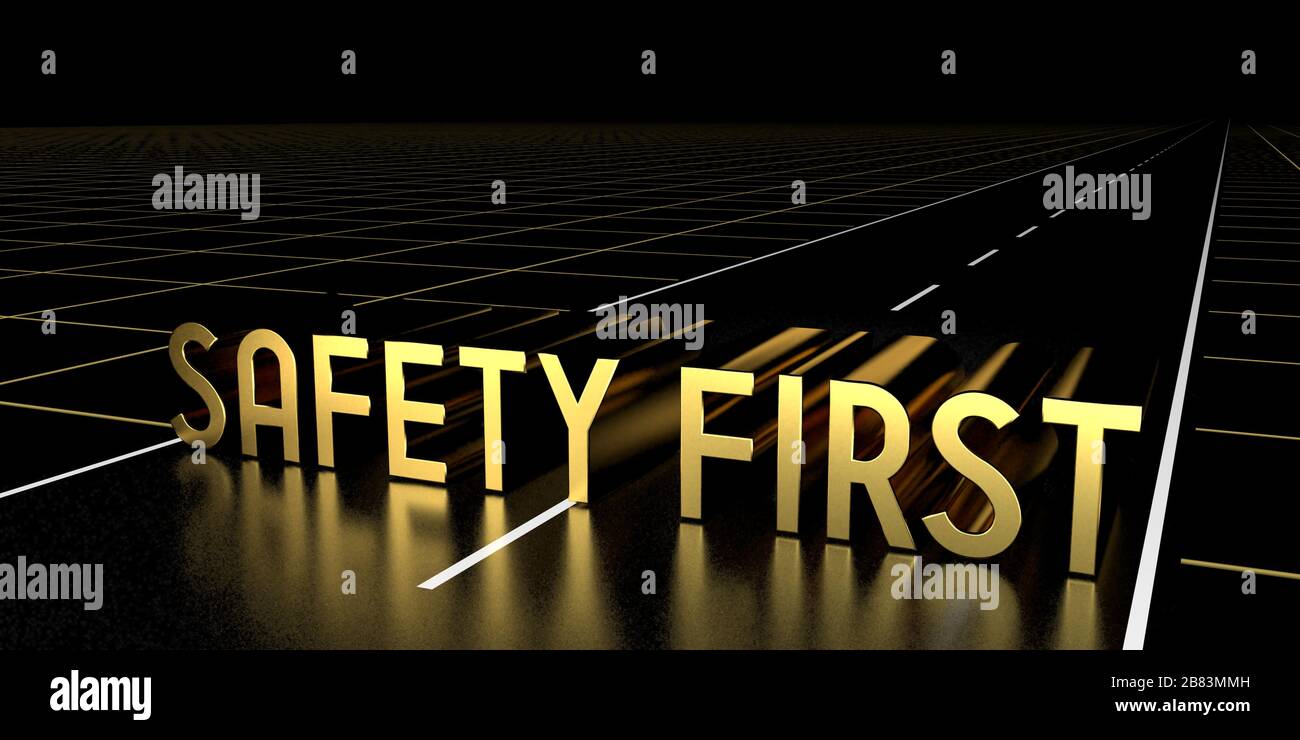 Safety first concept, road - 3D rendering Stock Photo - Alamy