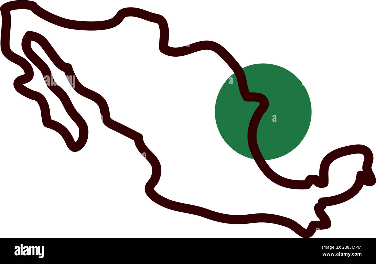 Mexican map half line half color style icon design, Mexico culture ...
