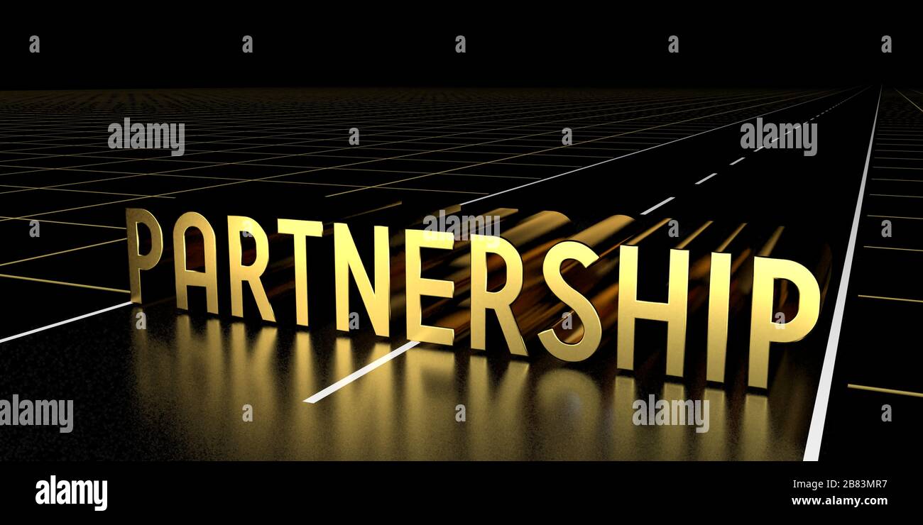 Partnership concept, road - 3D rendering Stock Photo - Alamy