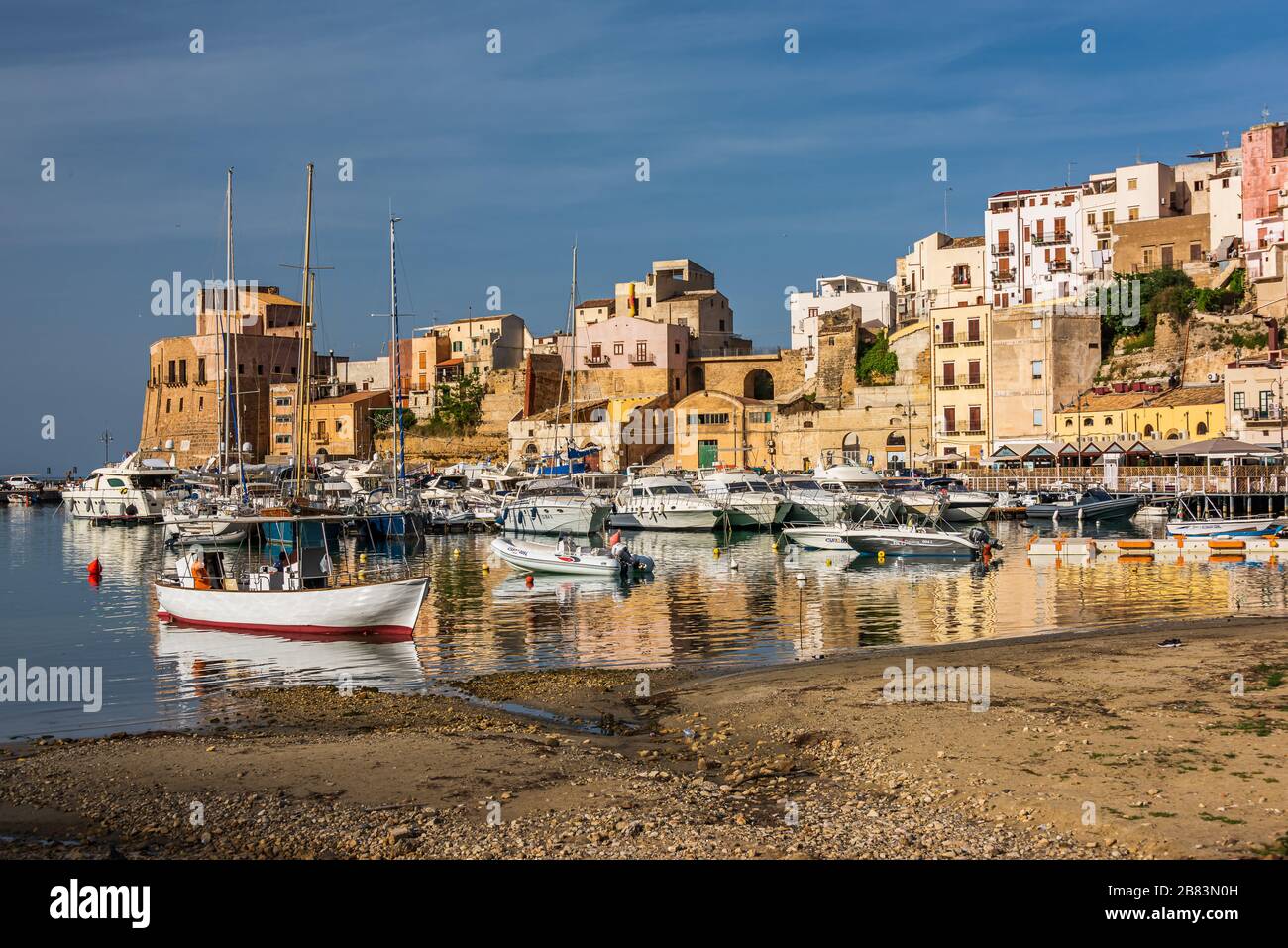 Port of the ancient village of Castellammare del Golfo in Sicily with ...