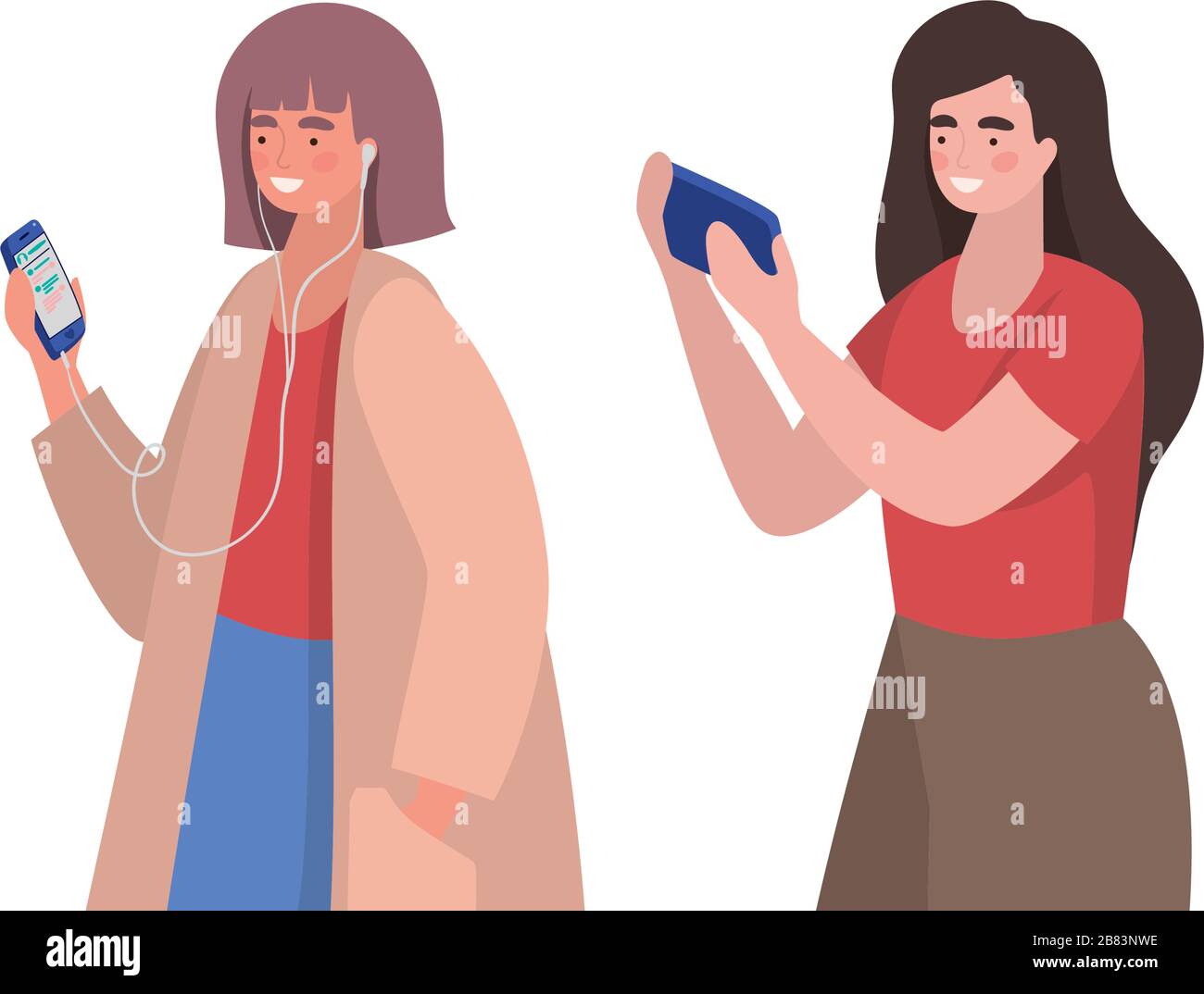 Girls with smartphones vector design Stock Vector Image & Art - Alamy