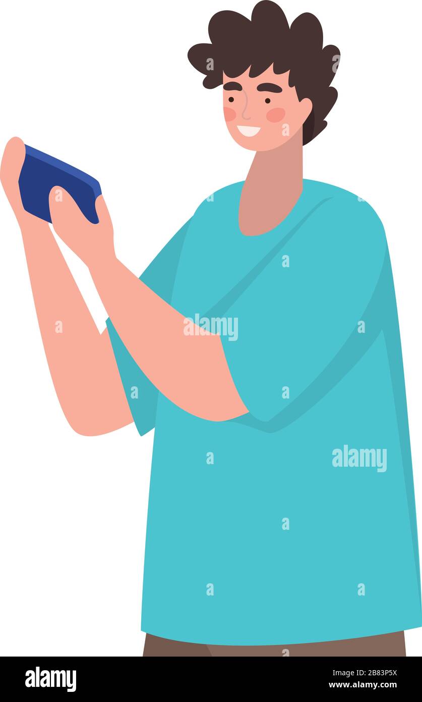 Boy with smartphone vector design Stock Vector Image & Art - Alamy
