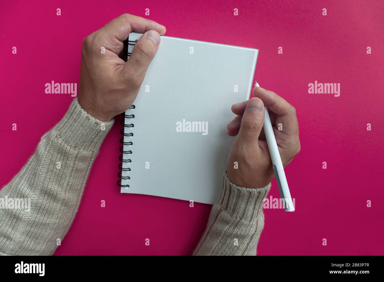 Man writes his plans, view from top Stock Photo - Alamy