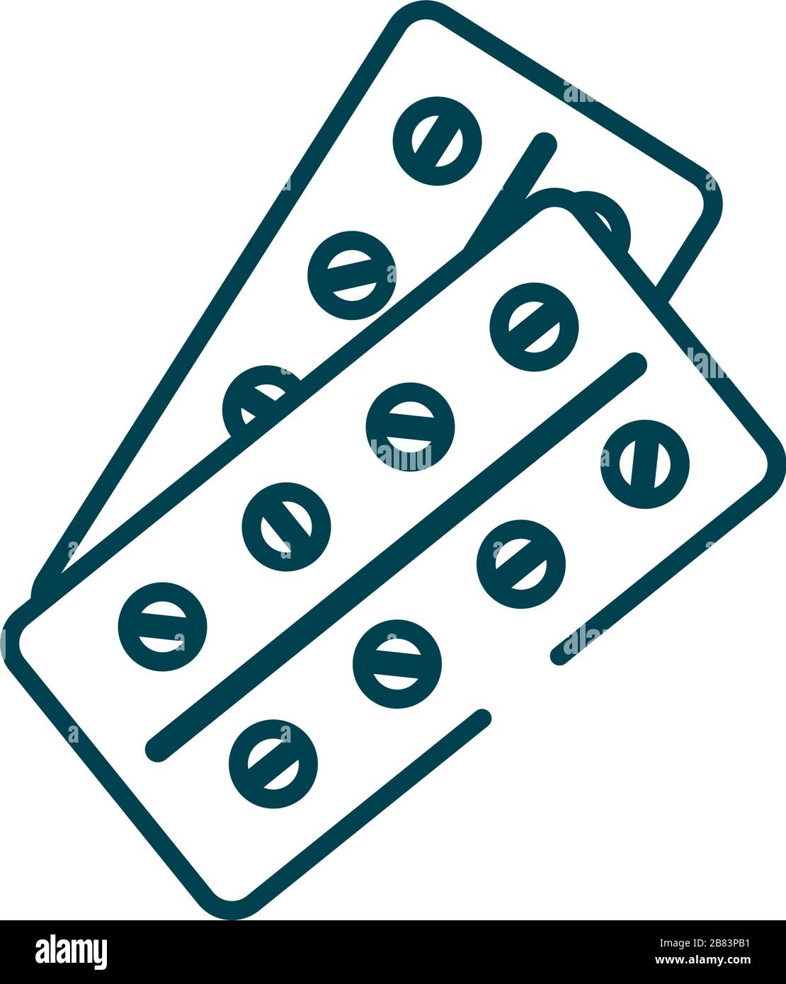 blisters with pills icon over white background, line style, vector ...