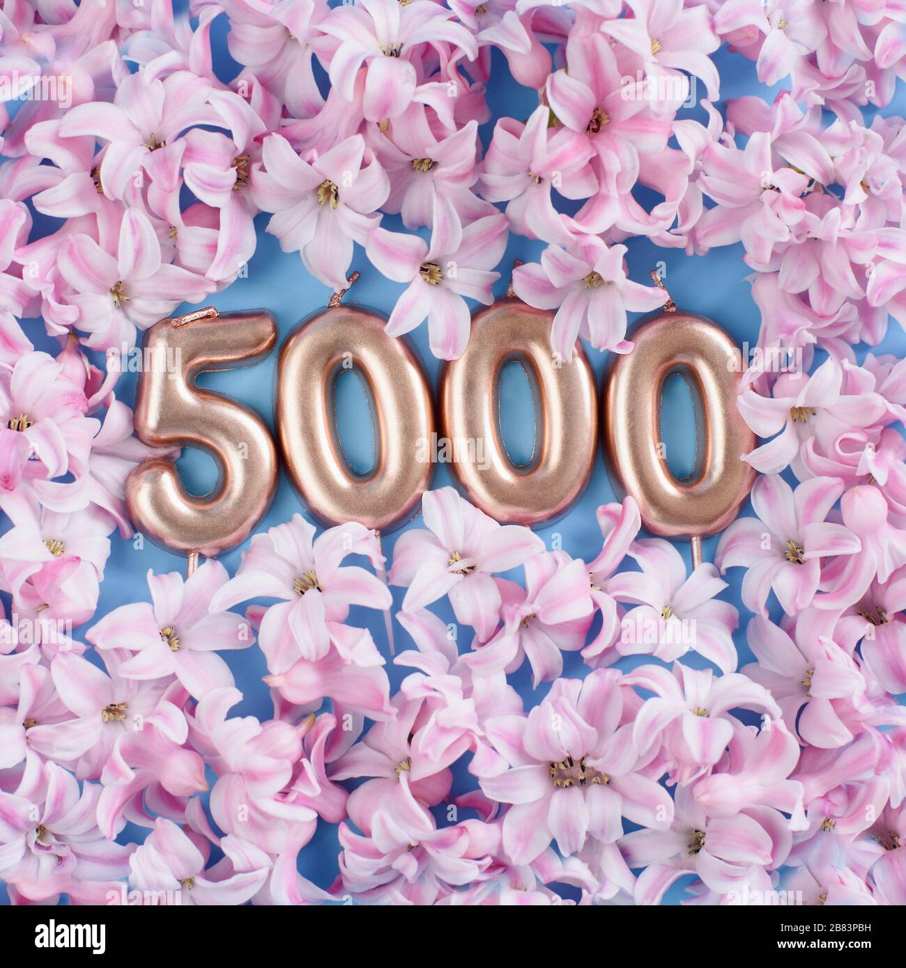 5000 followers card. Template for social networks, blogs. Background ...