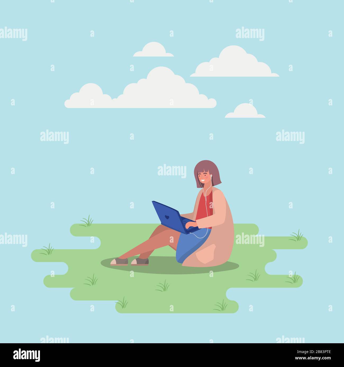 Girl with laptop vector design Stock Vector Image & Art - Alamy
