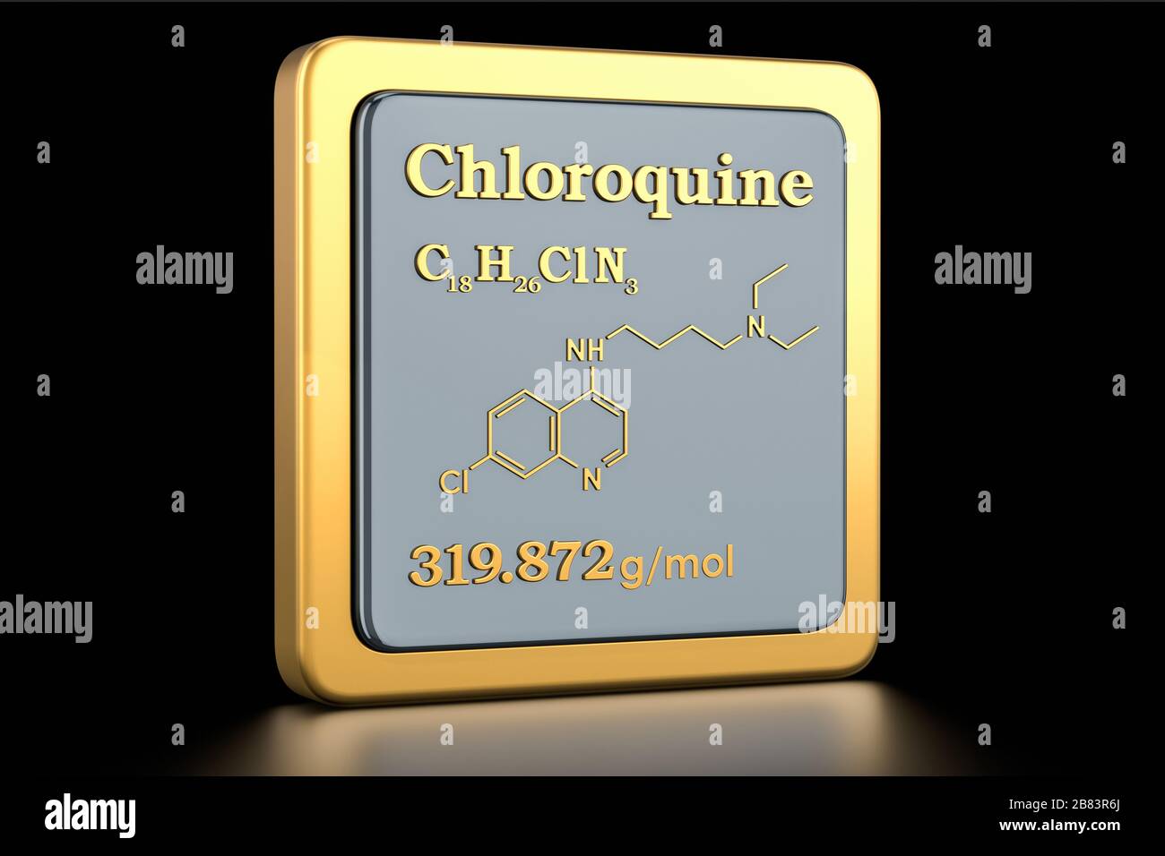 Chloroquine icon. Icon, chemical formula, molecular structure. 3D ...