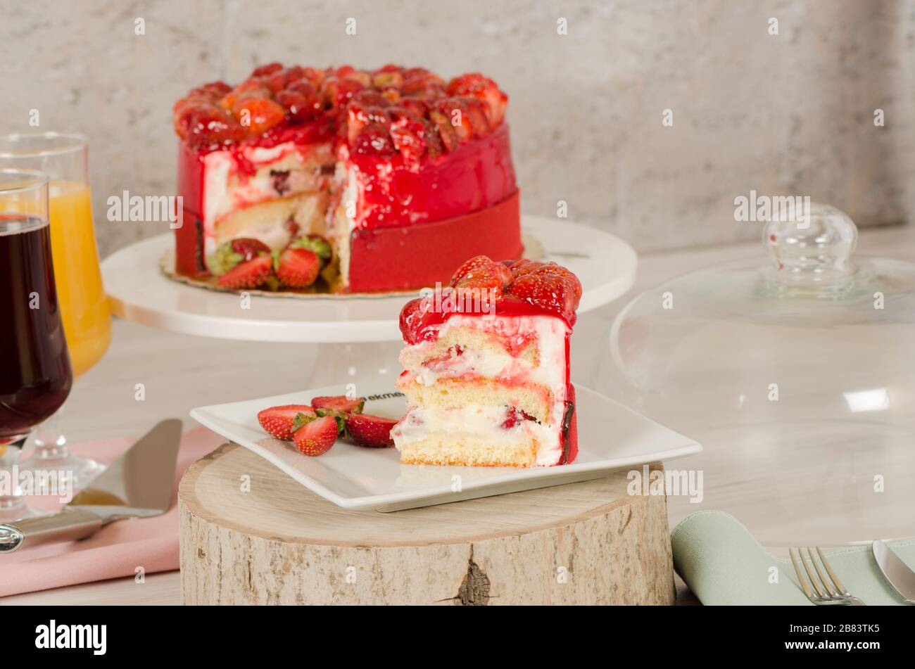 delicious looking cake on white background Stock Photo - Alamy