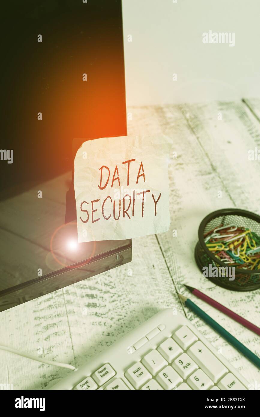 Writing Note Showing Data Security Business Concept For The Process Of