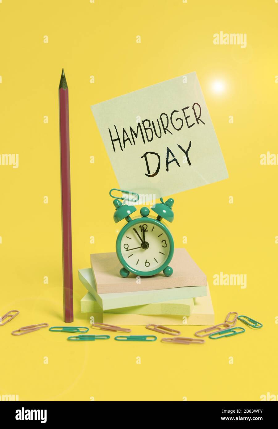 Writing note showing Hamburger Day. Business concept for celebrates the ...