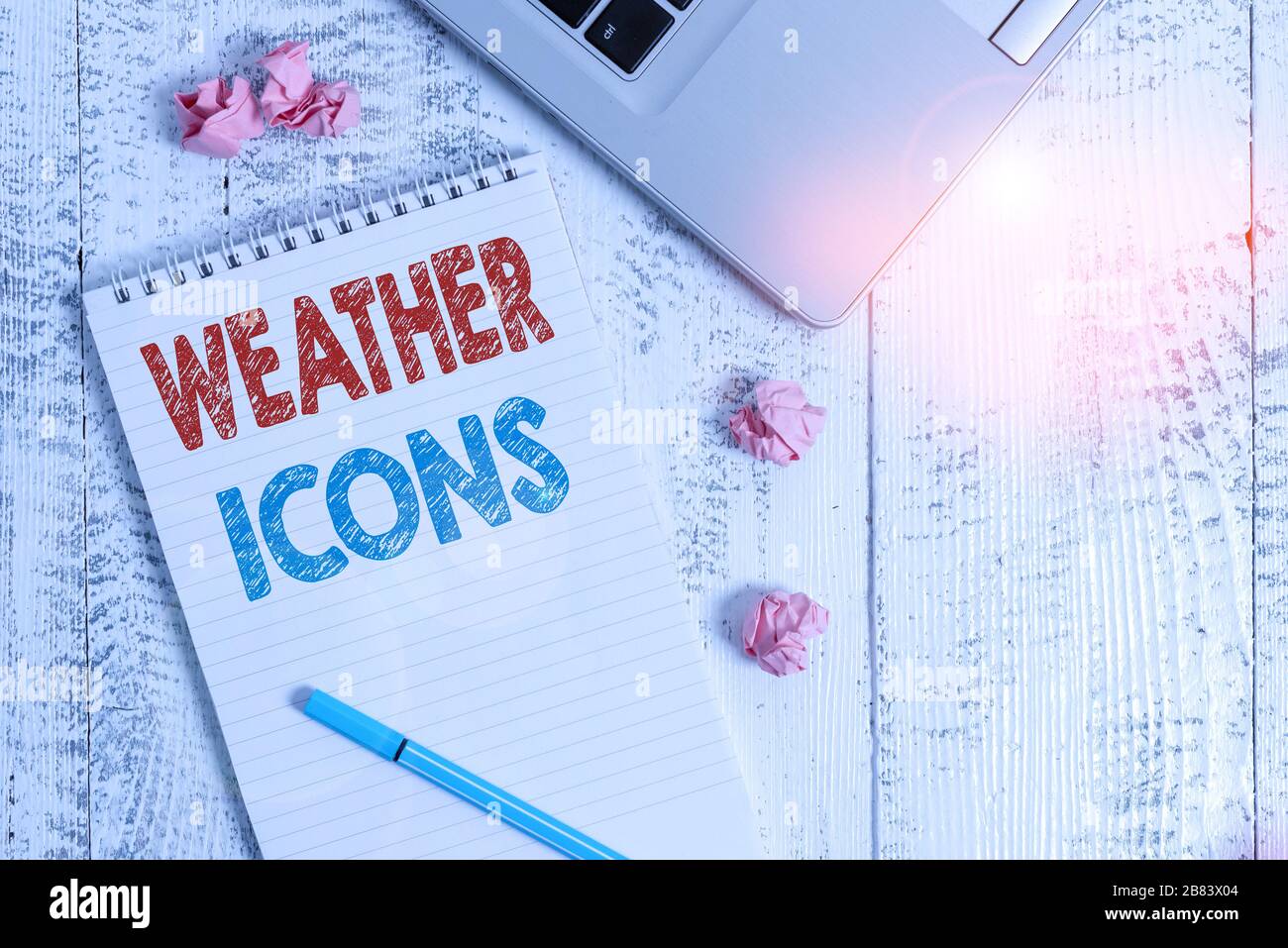Conceptual hand writing showing Weather Icons. Concept meaning Plotted ...