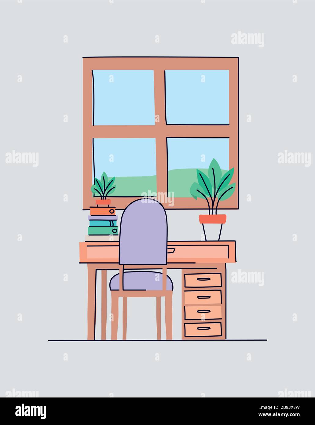 Study room with desk and chair vector design Stock Vector Image & Art ...