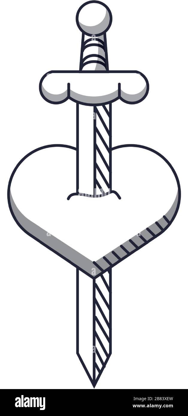 heart love with sword valentines day Stock Vector Image & Art - Alamy