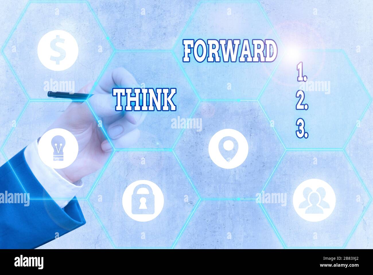 Conceptual hand writing showing Think Forward. Concept meaning The act ...