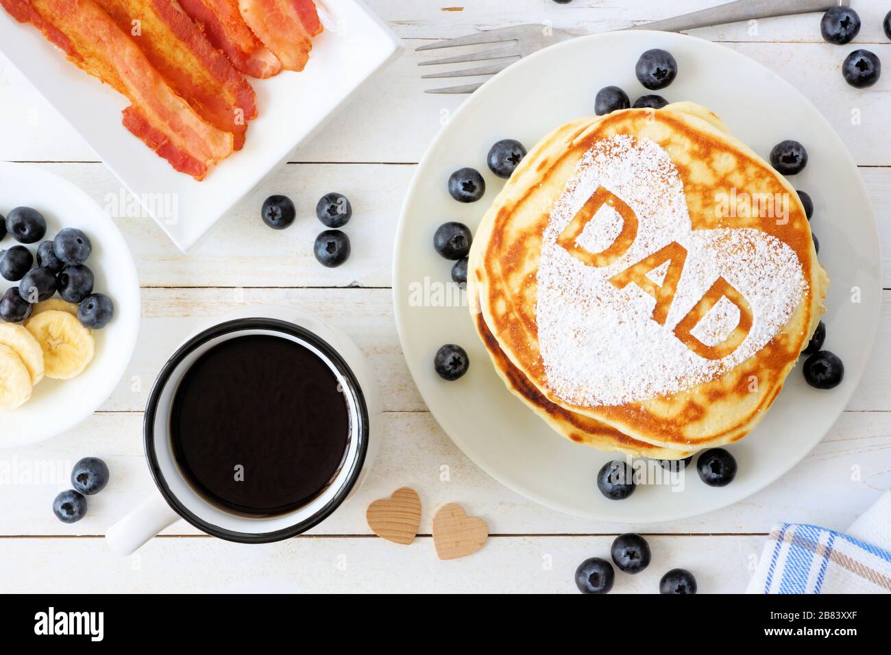 Fathers Day pancakes with heart shape and DAD letters. Fathers Day ...