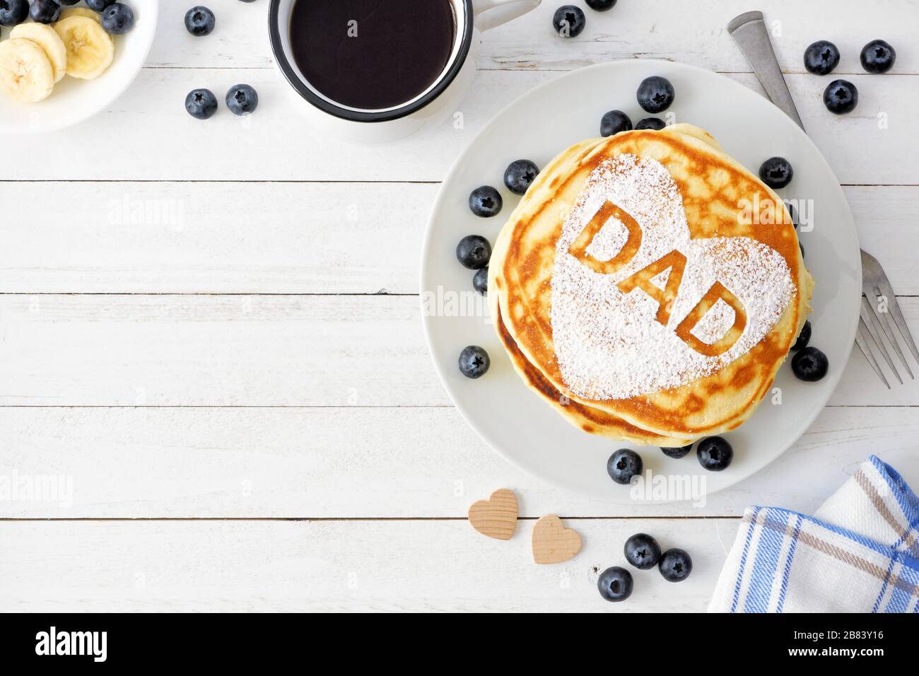 Fathers Day pancakes with heart shape and DAD letters. Fathers Day ...