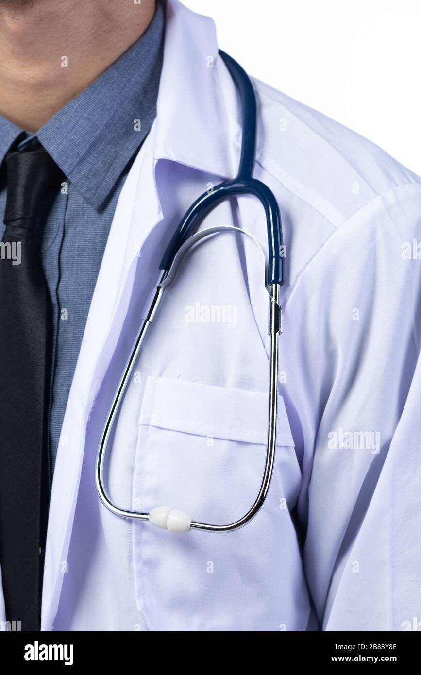 doctor with stethoscope, on white background Stock Photo - Alamy