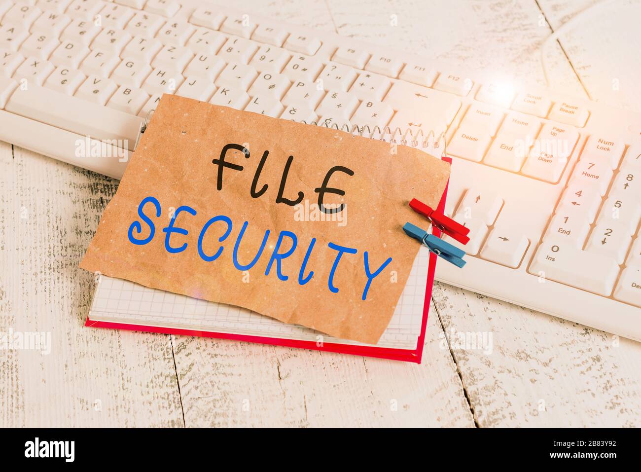 Handwriting text writing File Security. Conceptual photo Protecting digital data such as those ...
