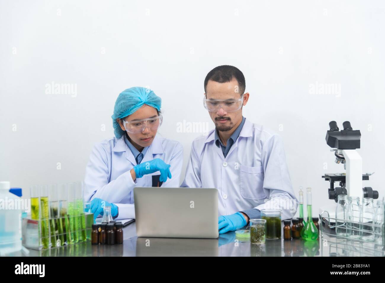 Researchers are testing the skin For the development of cosmetics Stock ...