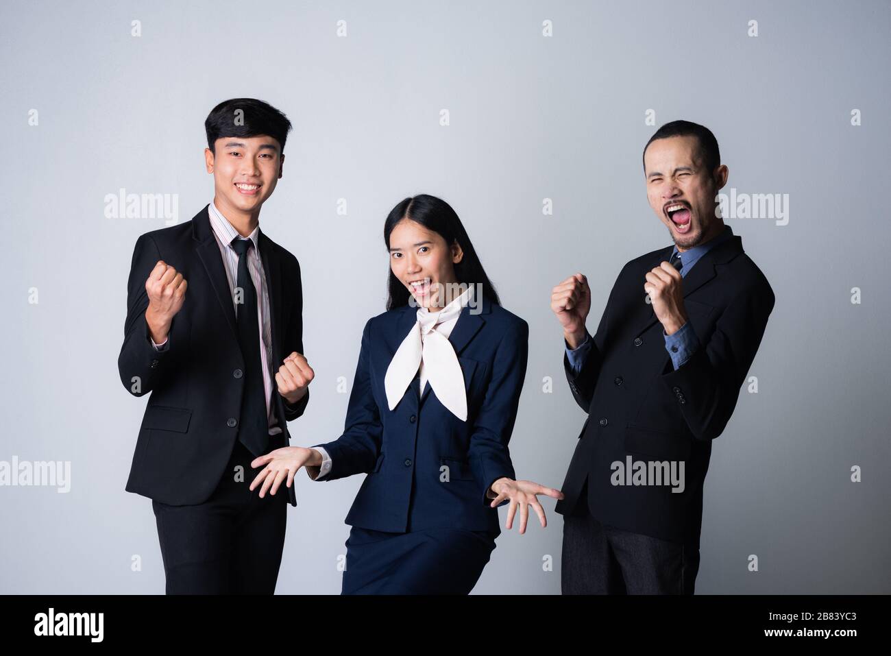 Portrait smart business team, 3 Asian people Stock Photo - Alamy