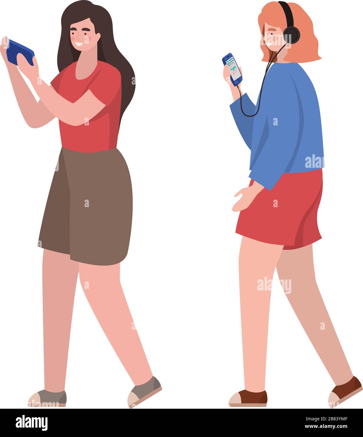 Girls with smartphones vector design Stock Vector Image & Art - Alamy