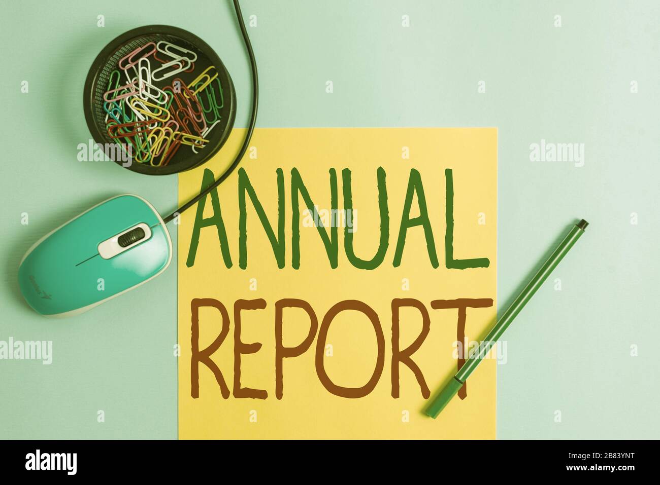 Writing note showing Annual Report. Business concept for financial ...