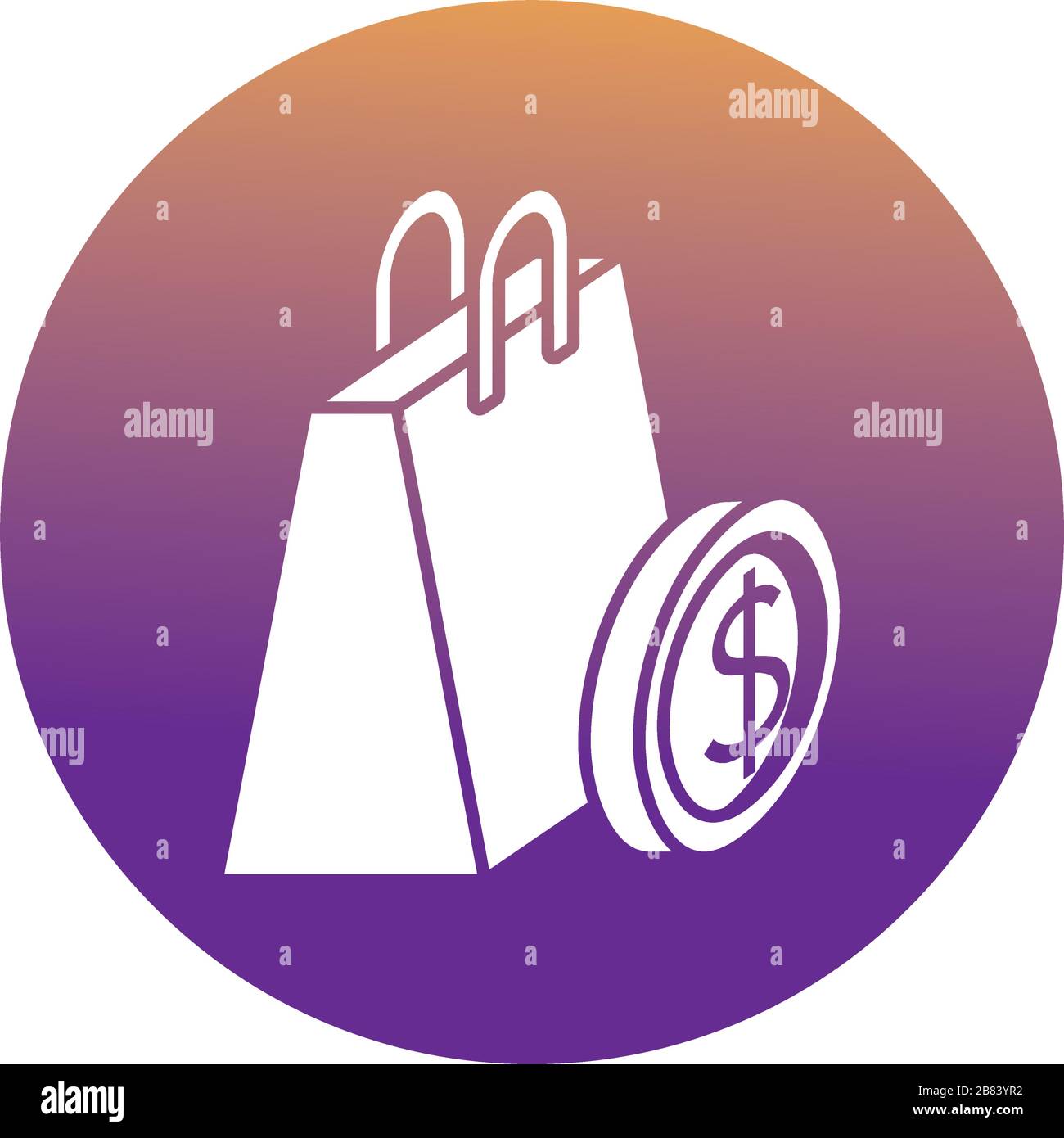 shopping bag paper with coin money block icon Stock Vector Image & Art ...