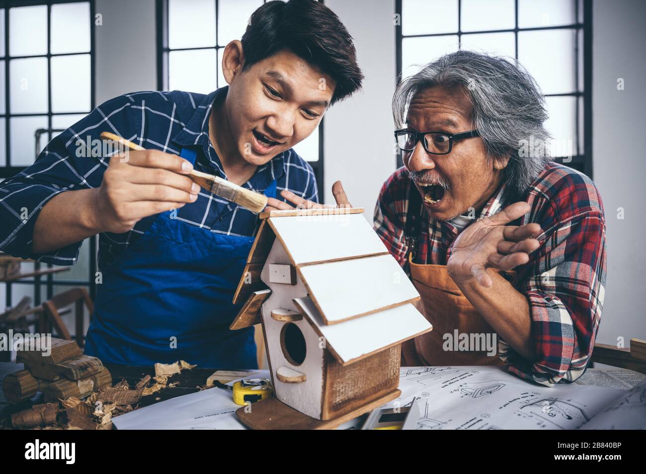 carpenters team work together creatively, creative carpenter Stock ...