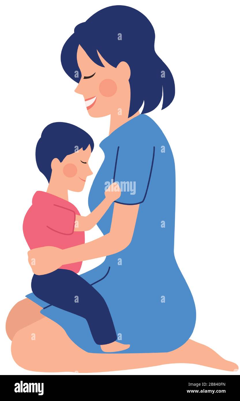 beautiful mother with son characters Stock Vector Image & Art - Alamy