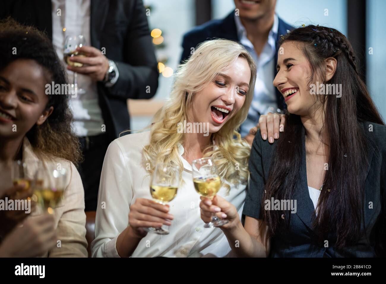 Celebrate success with colleagues. Business celebration party Stock ...
