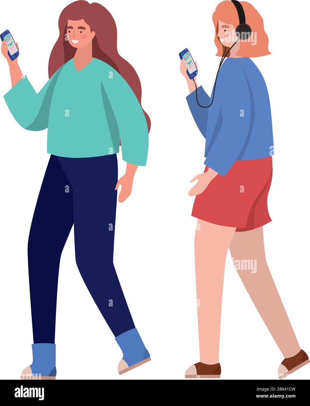 Girls with smartphones vector design Stock Vector Image & Art - Alamy